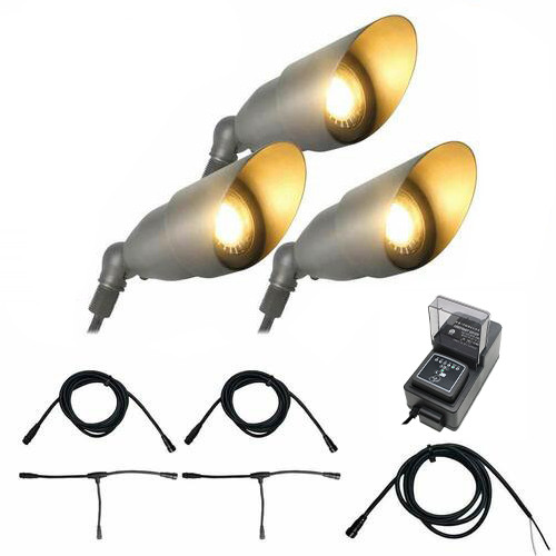 Outdoor Brass LED 3 Spotlight Complete Kit | AQLighting