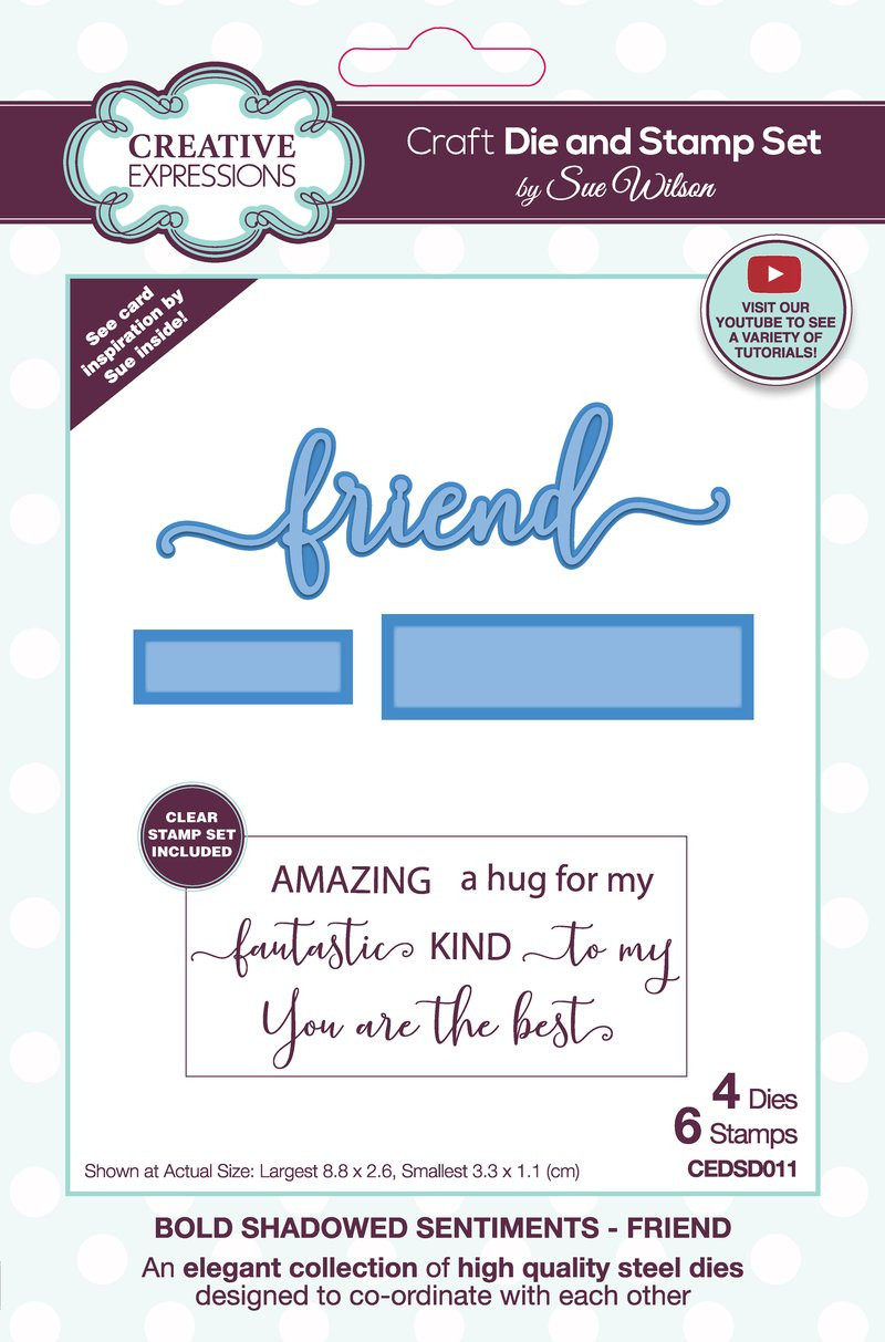 Creative Expressions Bold Shadowed Sentiments Craft Die and Stamp Set ...