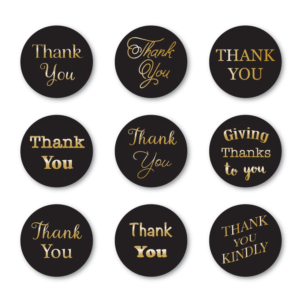 Memory Box Foil Greetings Black Circle Tabs - Thank You - Scrapbooking ...