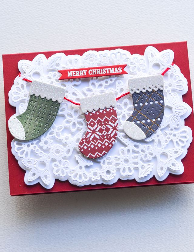 Memory Box Poppy Stamps Dies - Nordic Stockings - Scrapbooking Made Simple