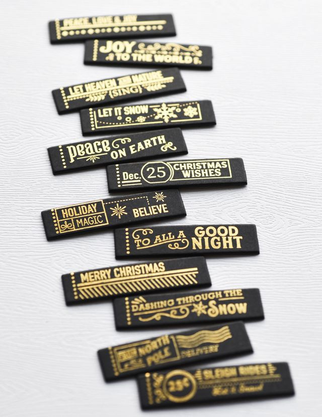 Memory Box Foil Greetings Black Tabs - Christmas Labels - Scrapbooking ...