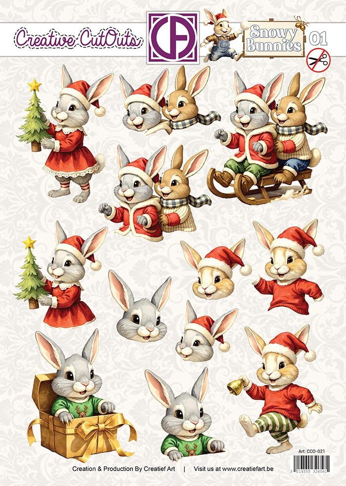 Creatief Art Creative CutOuts - Snowy Bunnies 01 - Scrapbooking Made Simple