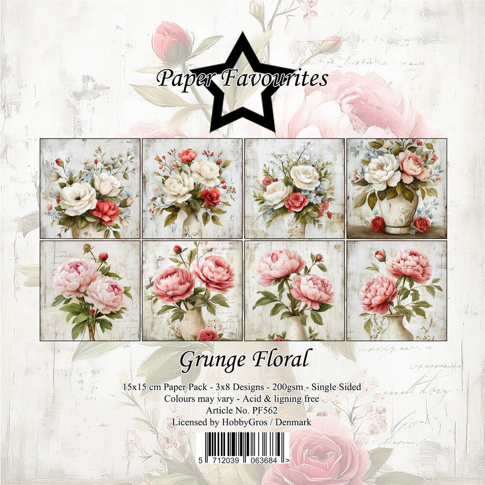 Paper Favourites 6x6in Paper Pad - Grunge Floral - Scrapbooking Made Simple