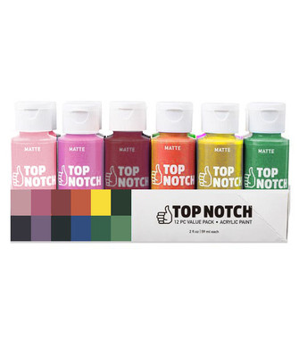 DecoArt Top Notch 12 Pack Acrylic Paint - Brights - Scrapbooking Made ...
