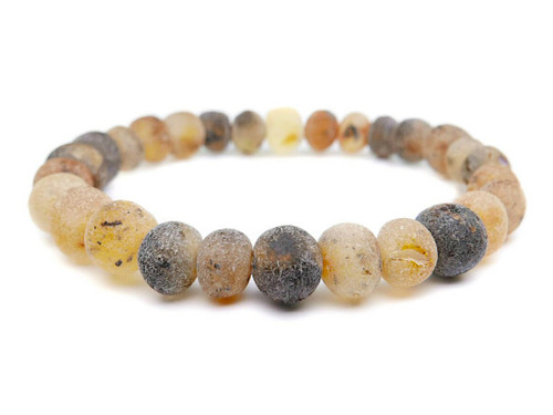 Grey Raw Baltic Amber Bracelet for Adults – Natural Unpolished Beads ...