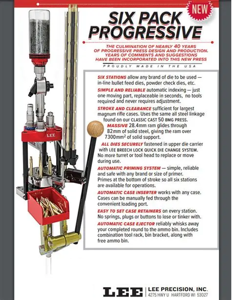 Lee Six Pack Pro 6000 Progressive Press for 308 Win, 7.62 x 51 with 4 ...