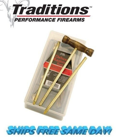 Traditions Deluxe BRASS Ramrod Set 28 INCH 50 Cal WOOD HANDLE 10/32 NEW ...