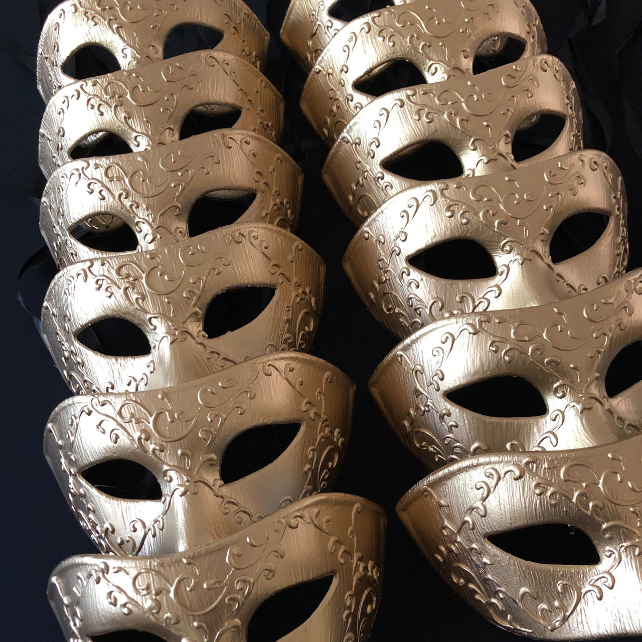 Masquerade Mask Party Pack 12 Masks Gold Color