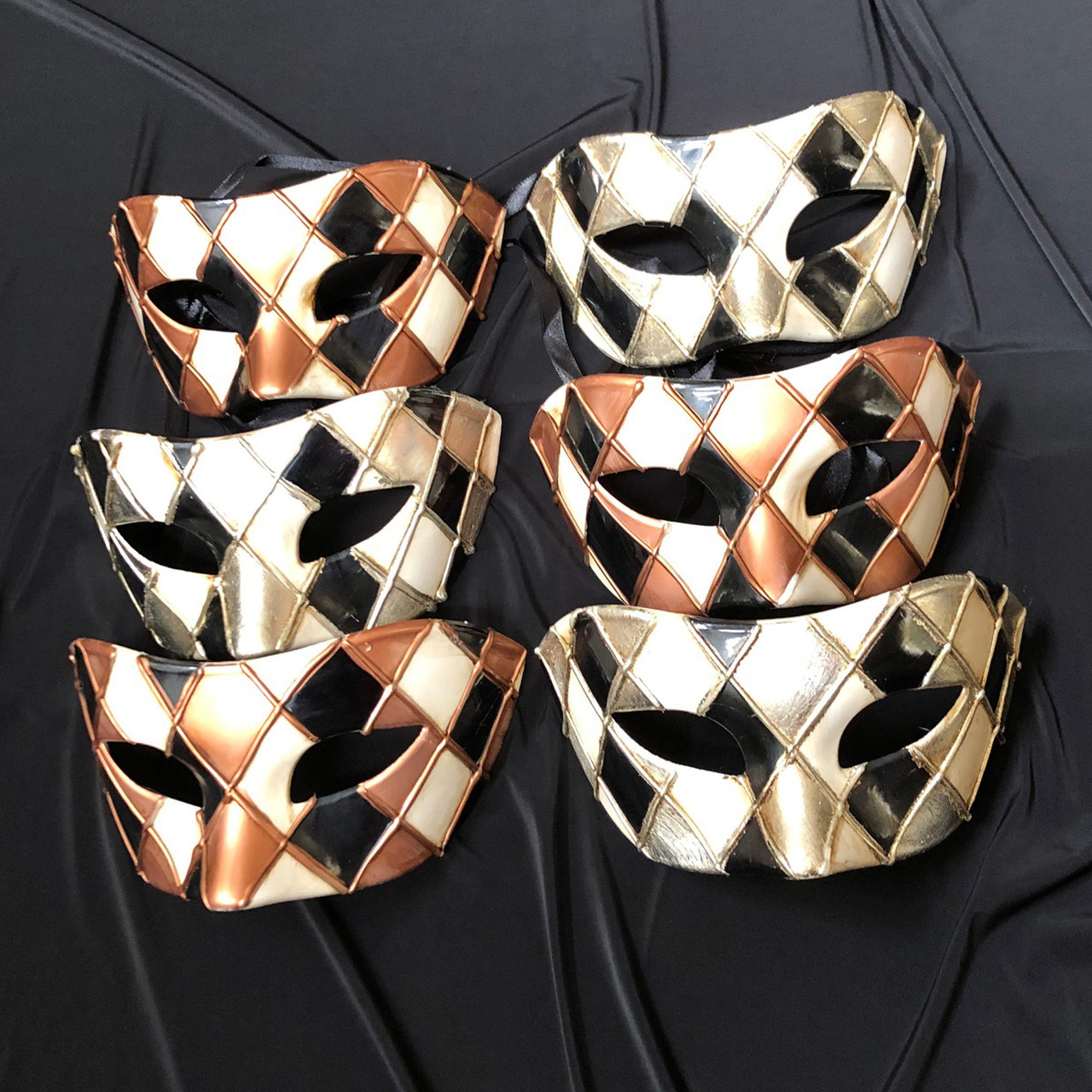 Men's Checkered Venetian Masks Bulk Pack