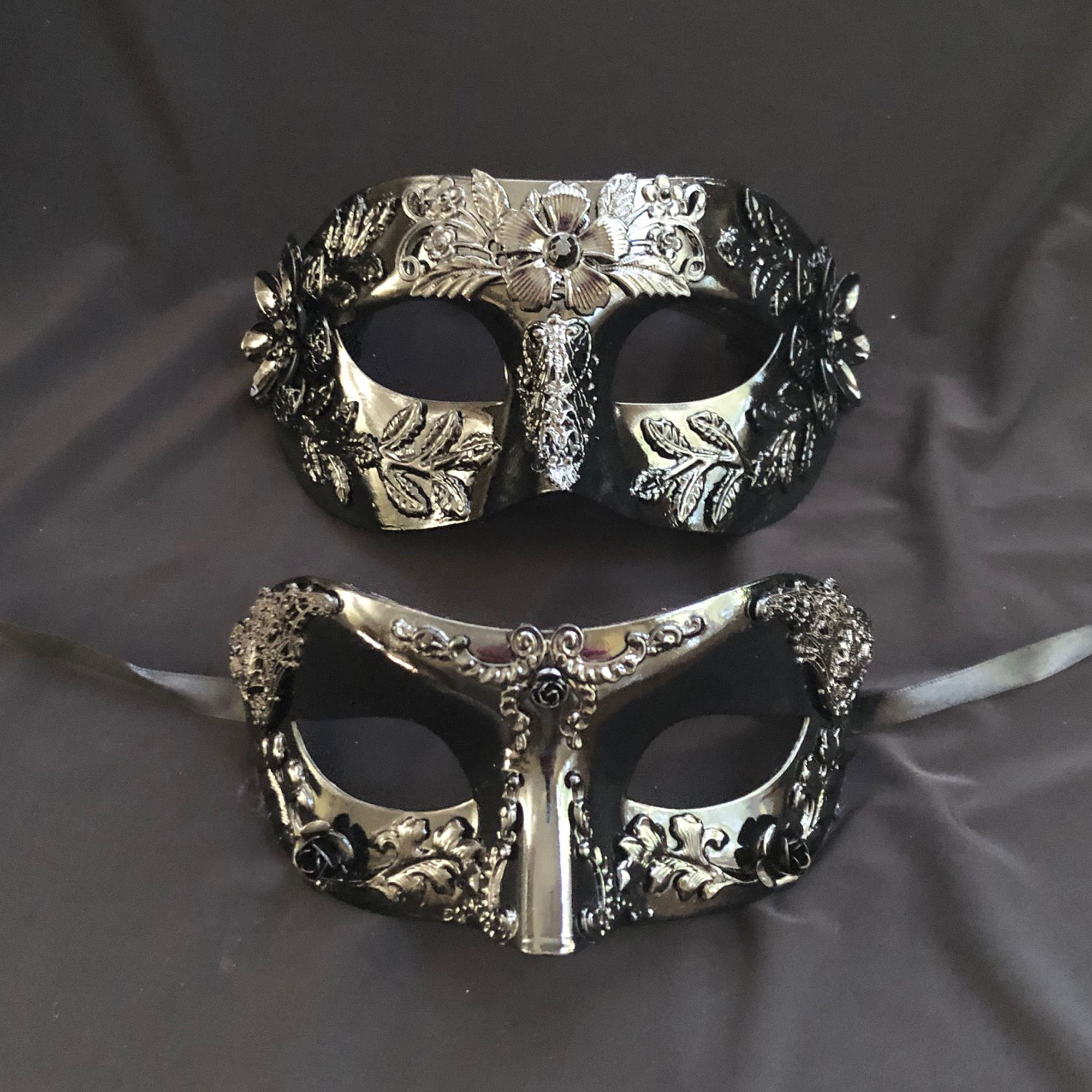 Black Roman Couples Masks Costume Masquerade Set
