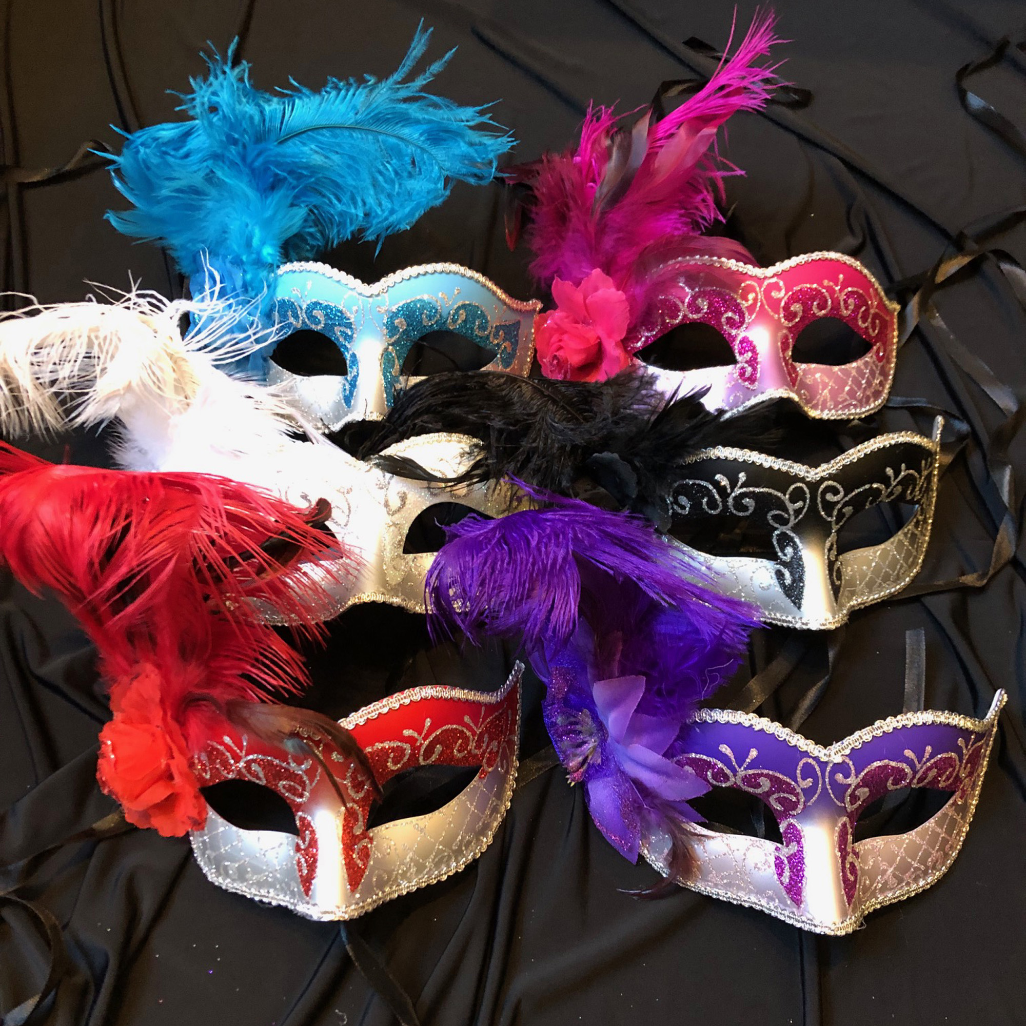 Feather Mask Bulk Party Pack Six Masks