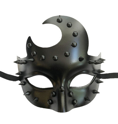 Women's Satin Black Spike Mask