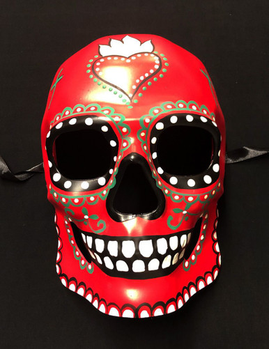 Red And Black Day Of The Dead Mask Sugar Skull Halloween Skull Mask