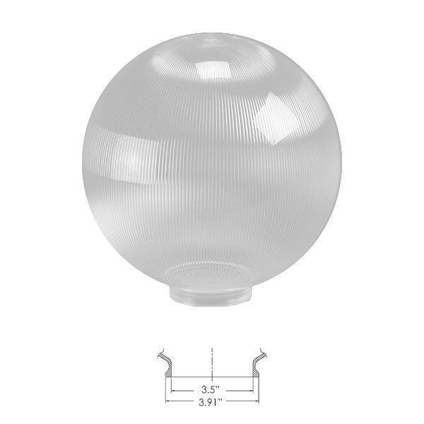 LBS Lighting | 12" Clear Prismatic Acrylic Post Globe, 4" Base