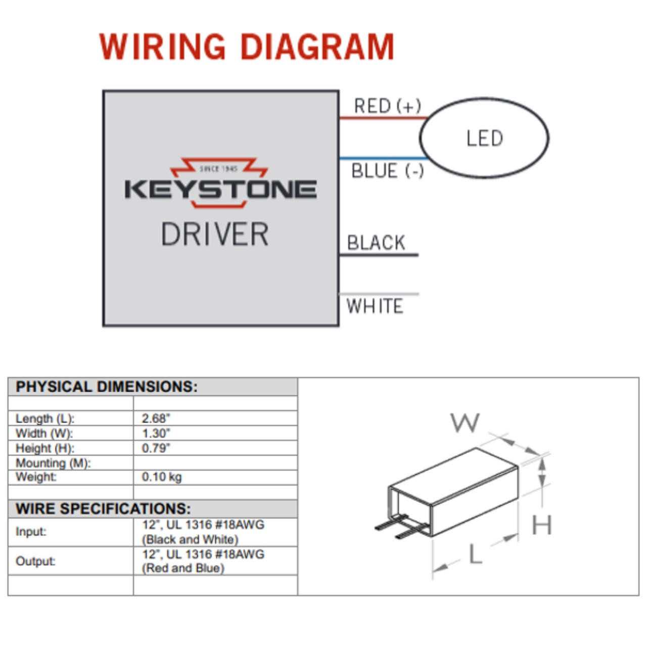 Keystone KTLD-10-1N-350-F3 | 10W LED Driver Constant Current