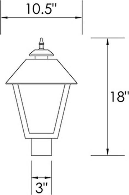 Black Post Top Coach Lantern Light Fixture | Medium Socket