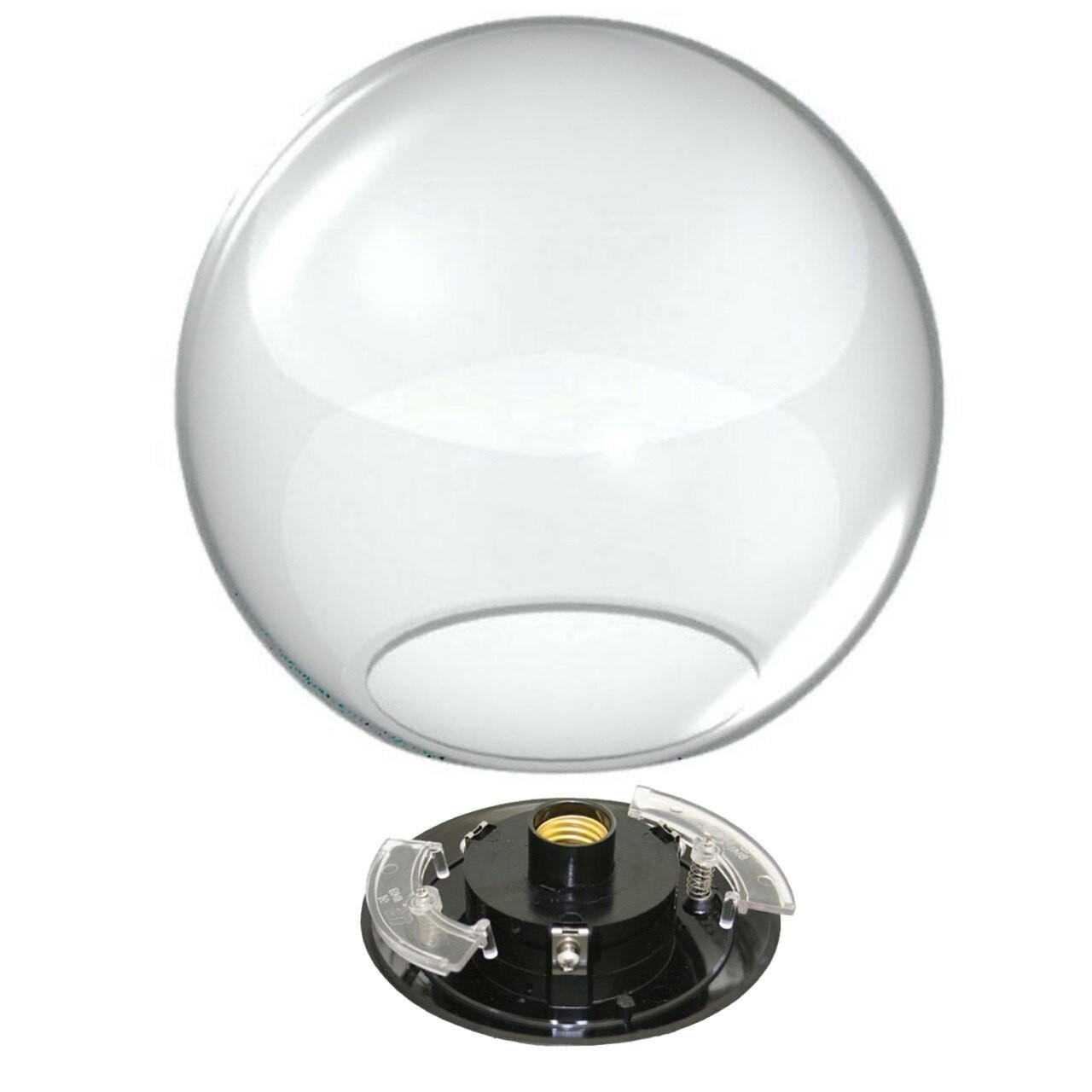 12" Clear Globe Outdoor Post Top Light Fixture with Black Base