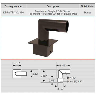 Keystone KT-PMTT-4SQ-S90 | Square Pole Adapter