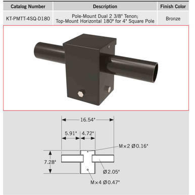 Keystone KT-PMTT-4SQ-D180 | Tenon Pole Adapter