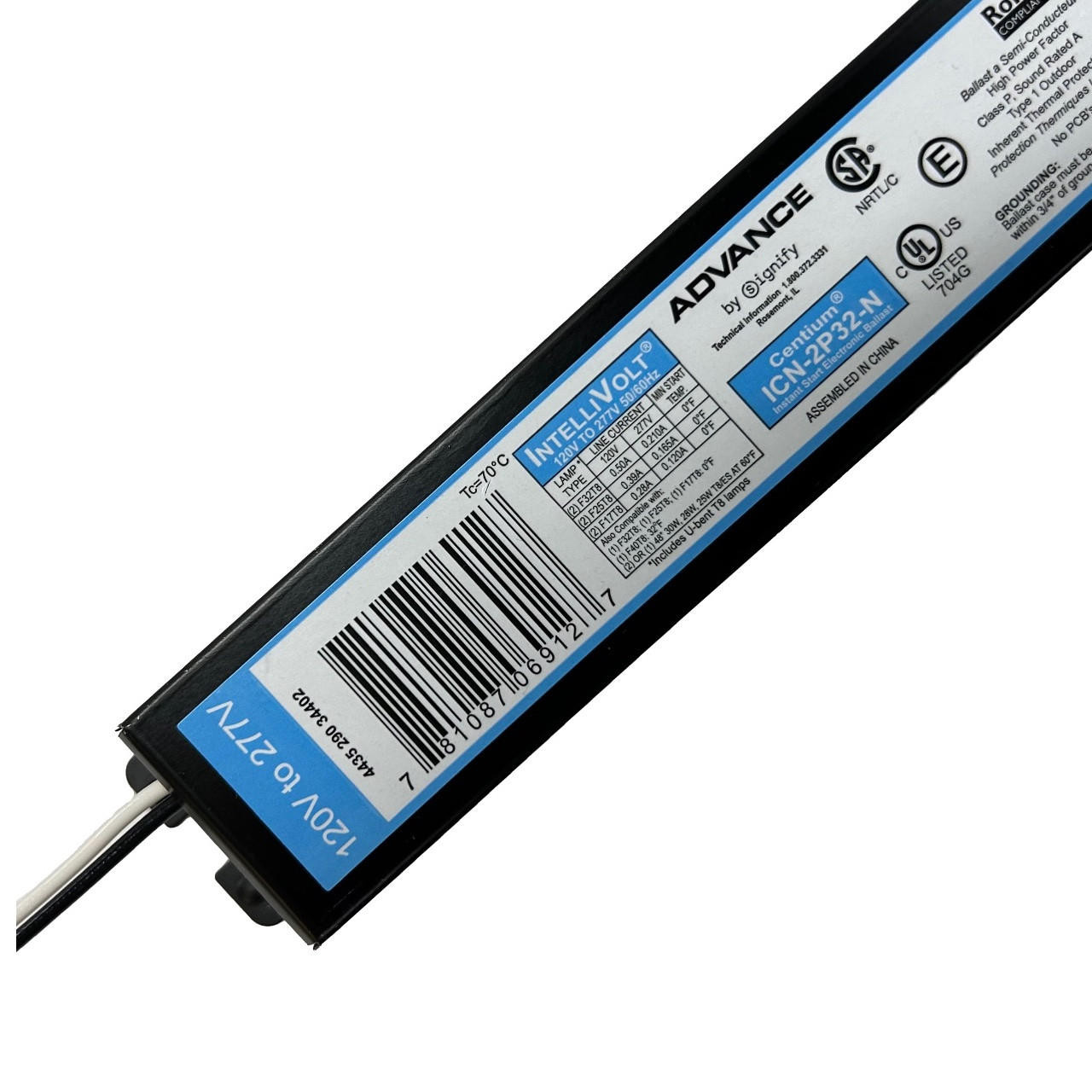 Advance ICN-2P32-N Ballast | 2 Lamp T8 Fluorescent Ballast