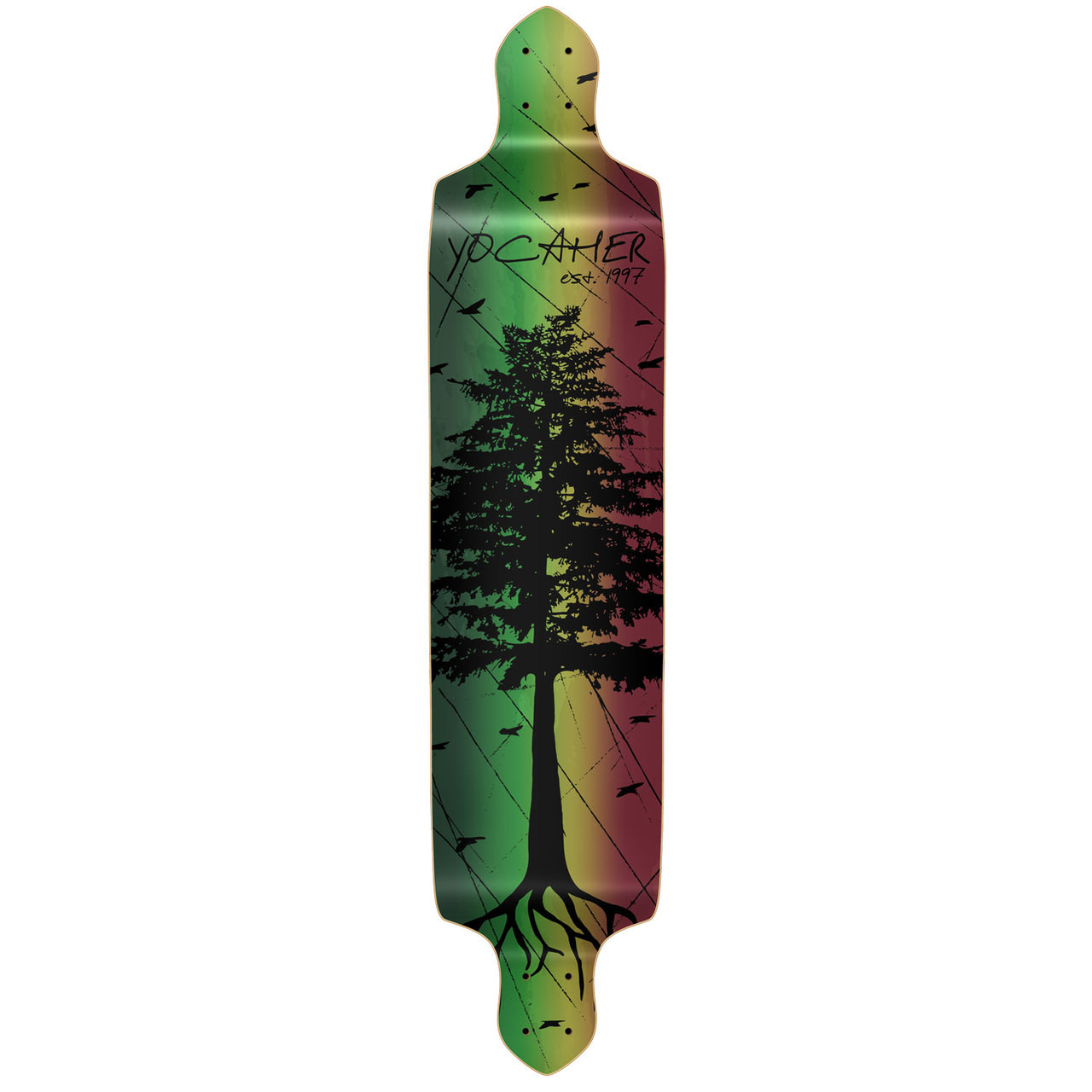 Drop Down Longboard Deck - In the Pines : Rasta
