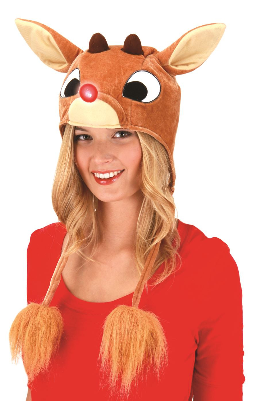 Rudolph Light-Up Hoodie Hat Christmas Kids Adult Costume Accessory ...