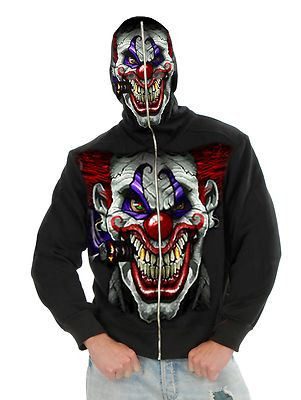 EVIL CLOWN jacket hoodie mask scary juggalo mens adult halloween ...