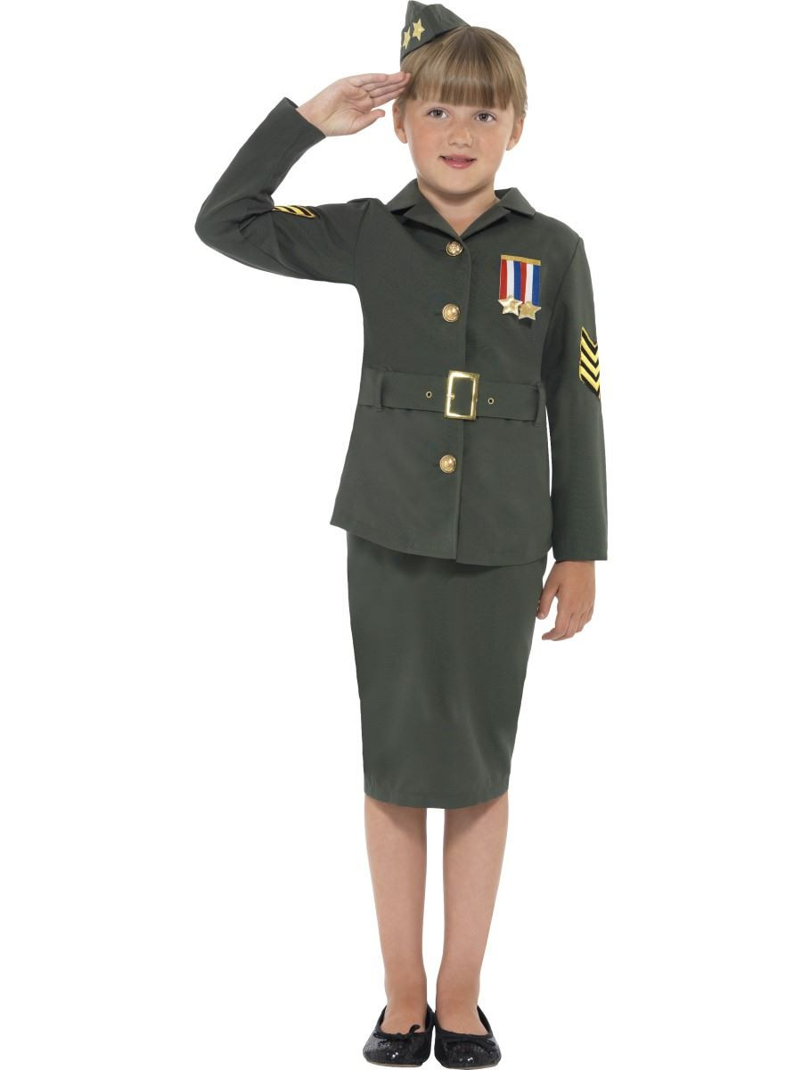 World War 2 Army Girl Kids WW2 WWII Costume by Smiffy's - CostumeVille