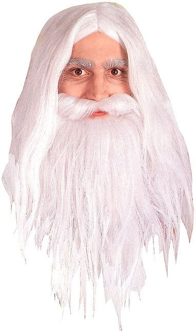 LOTR Gandalf Wig and Beard Hobbit Wizard Costume Accessory - CostumeVille