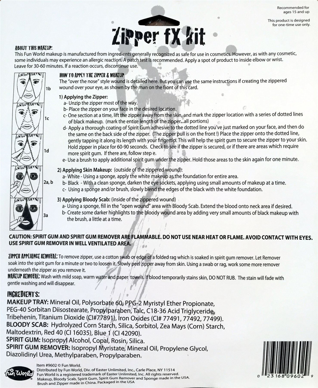 Face Zipper FX Prosthetic Makeup Kit