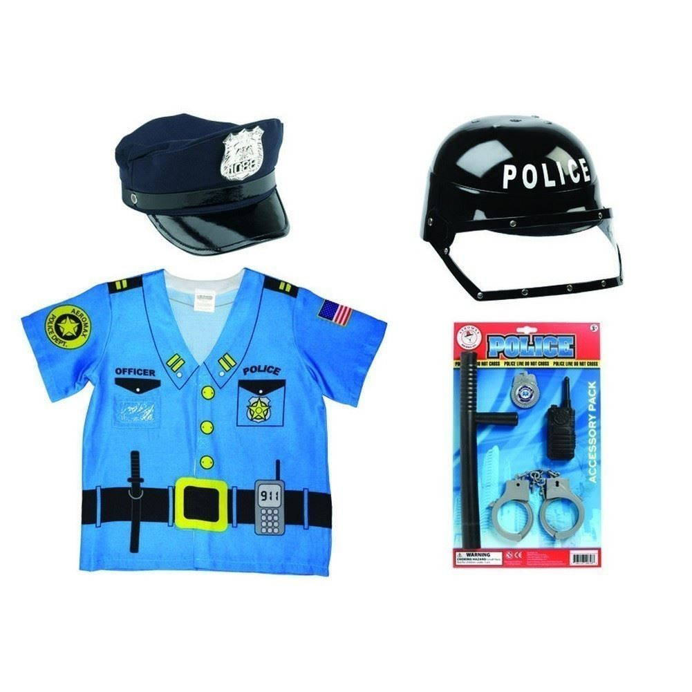 Aeromax Kids Police Outfit Bundle 1 of Each Shirt, Hat, Helmet, Police ...