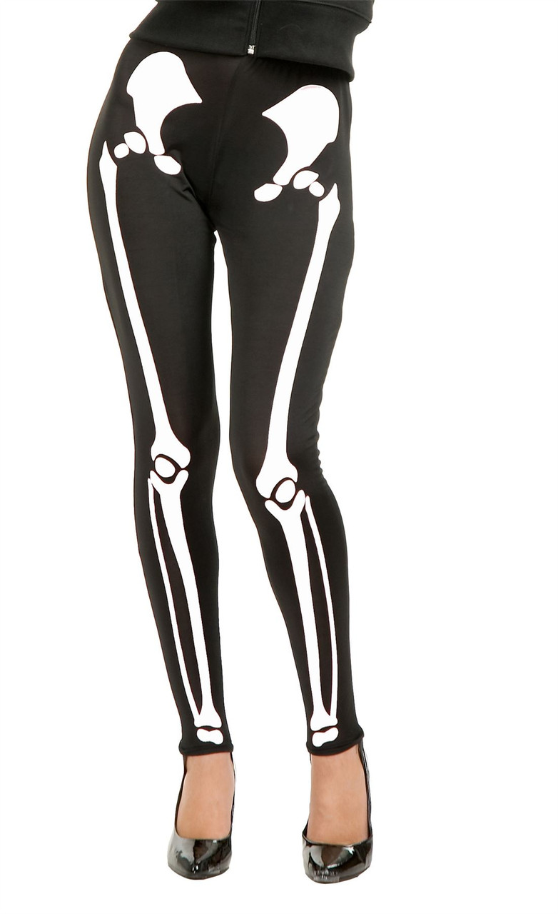 Skeleton Leggings Tights Bones Womens Panty Hose Halloween Costume ...