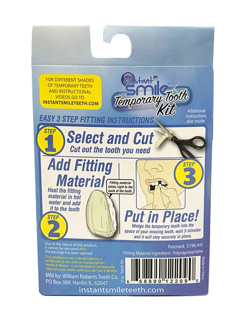 Instant Smile Temporary Tooth Kit Deluxe 3 Shades Temporary Teeth ...