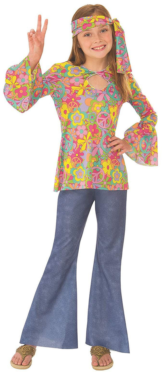 Flower child girls hippie 60s costume - CostumeVille