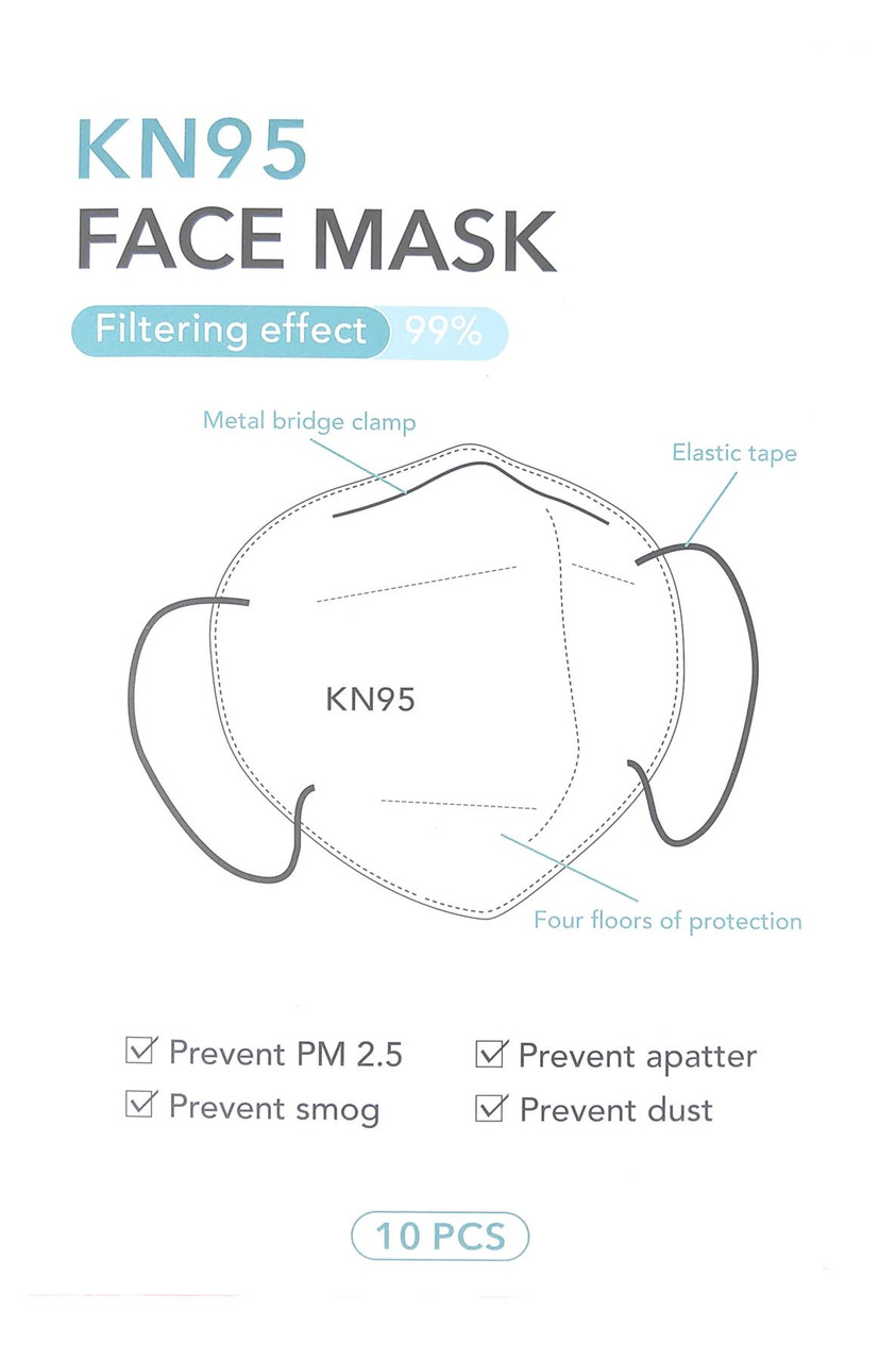 KN95 Face Mask 4 Layers Elastic Strap and Metal Nose Bridge Clamp