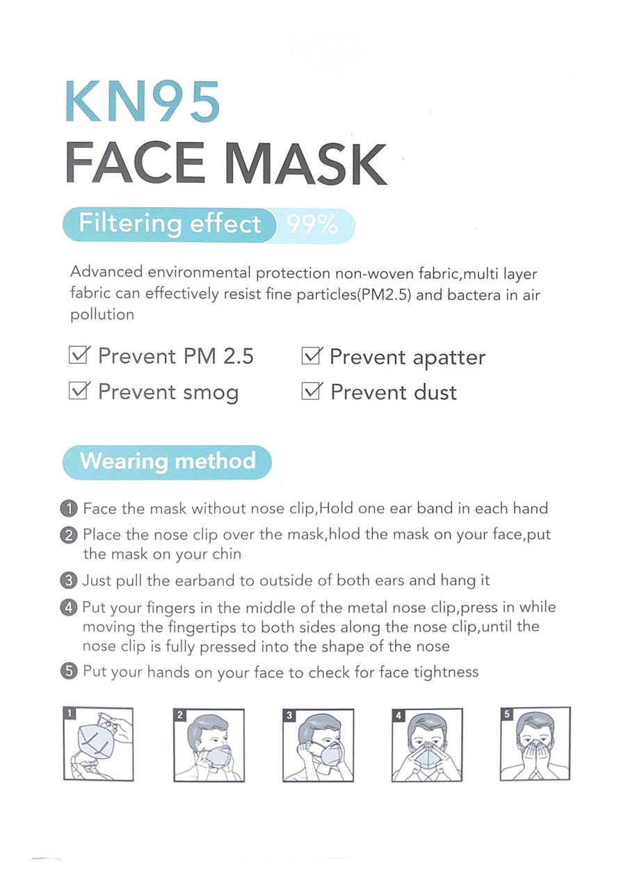 KN95 Face Mask 4 Layers Elastic Strap and Metal Nose Bridge Clamp