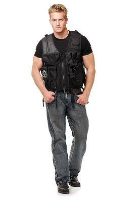 black SWAT TEAM VEST adult mens commando halloween costume ONE SIZE ...