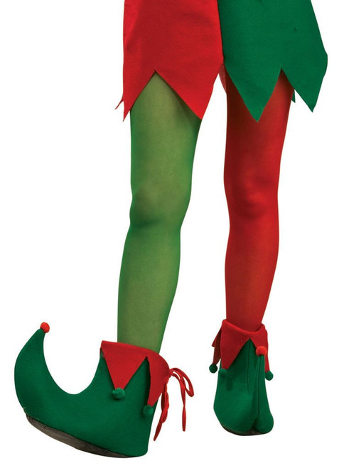 Red and Green Elf Tights Womens - CostumeVille