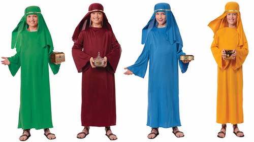 Child Wiseman Robe & Headpiece Kids Costume Nativity Scene Jesus Birth ...