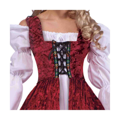 Medieval Lace-Up Robe Renaissance Maiden Wench Costume Halloween Fancy ...