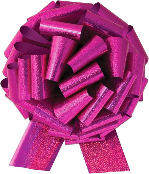 XL Instant Pull String Bow Hot Pink Holographic Wedding Party ...