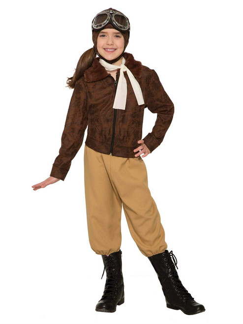 girls amelia the aviator 1930s pilot hat goggles outfit halloween child ...