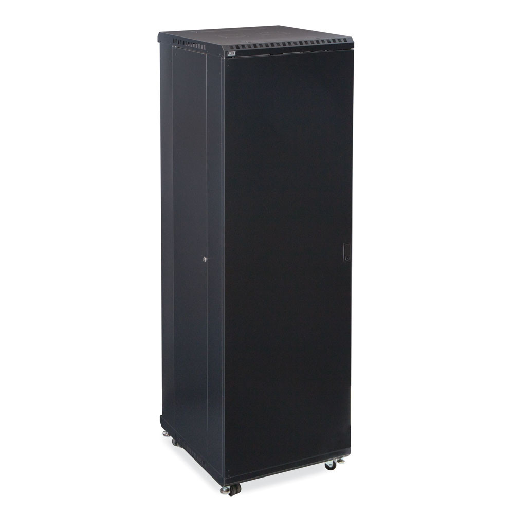 42U Server Cabinet Solid Front & Rear Vented Doors-24" deep