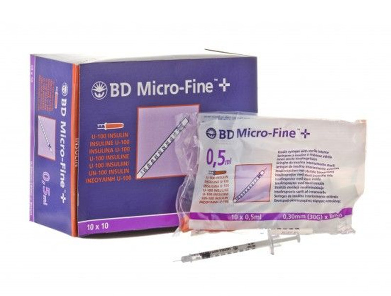 BD Micro-Fine + 324825 0.5ml Insulin Syringe with 30G x 8mm Needle ...