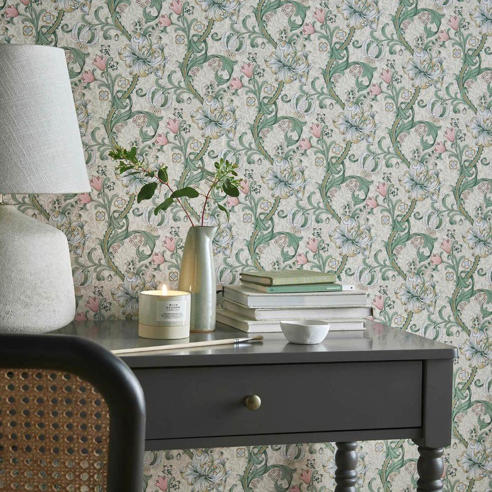 Clarke & Clarke Golden Lily Wallpaper - W0174/02 - Slate / Dove
