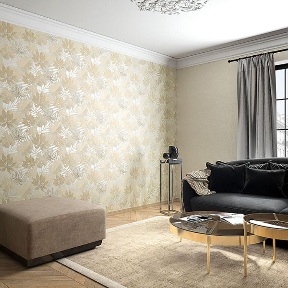 Galerie Tropical Leaves Wallpaper - 31601 - Grey / Beige