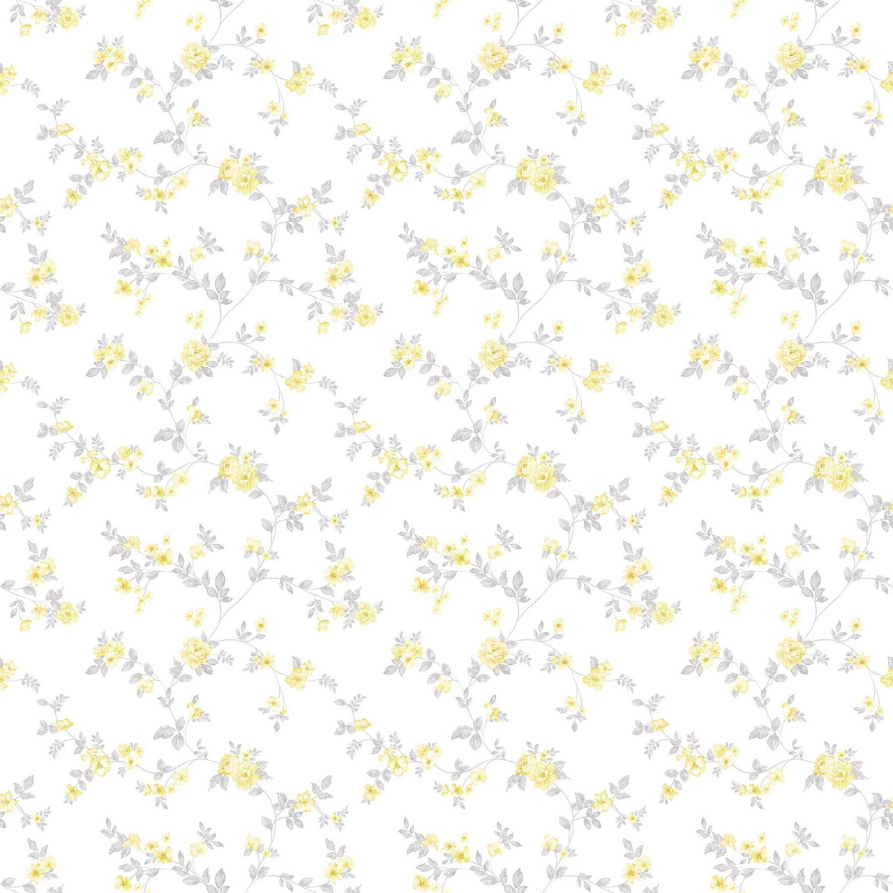Galerie Delicate Floral Wallpaper - G56650 - Yellow / Grey