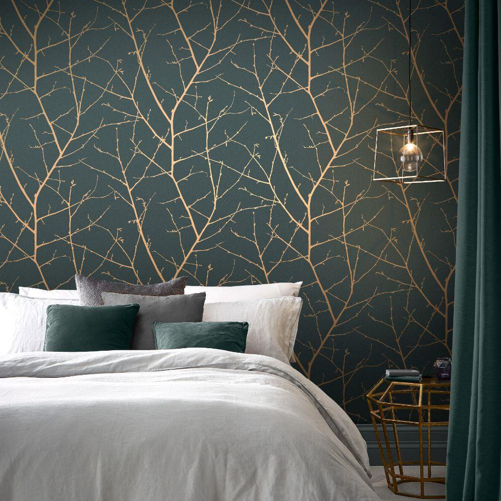 Graham & Brown Boreas Wallpaper - 119798 - Teal / Copper