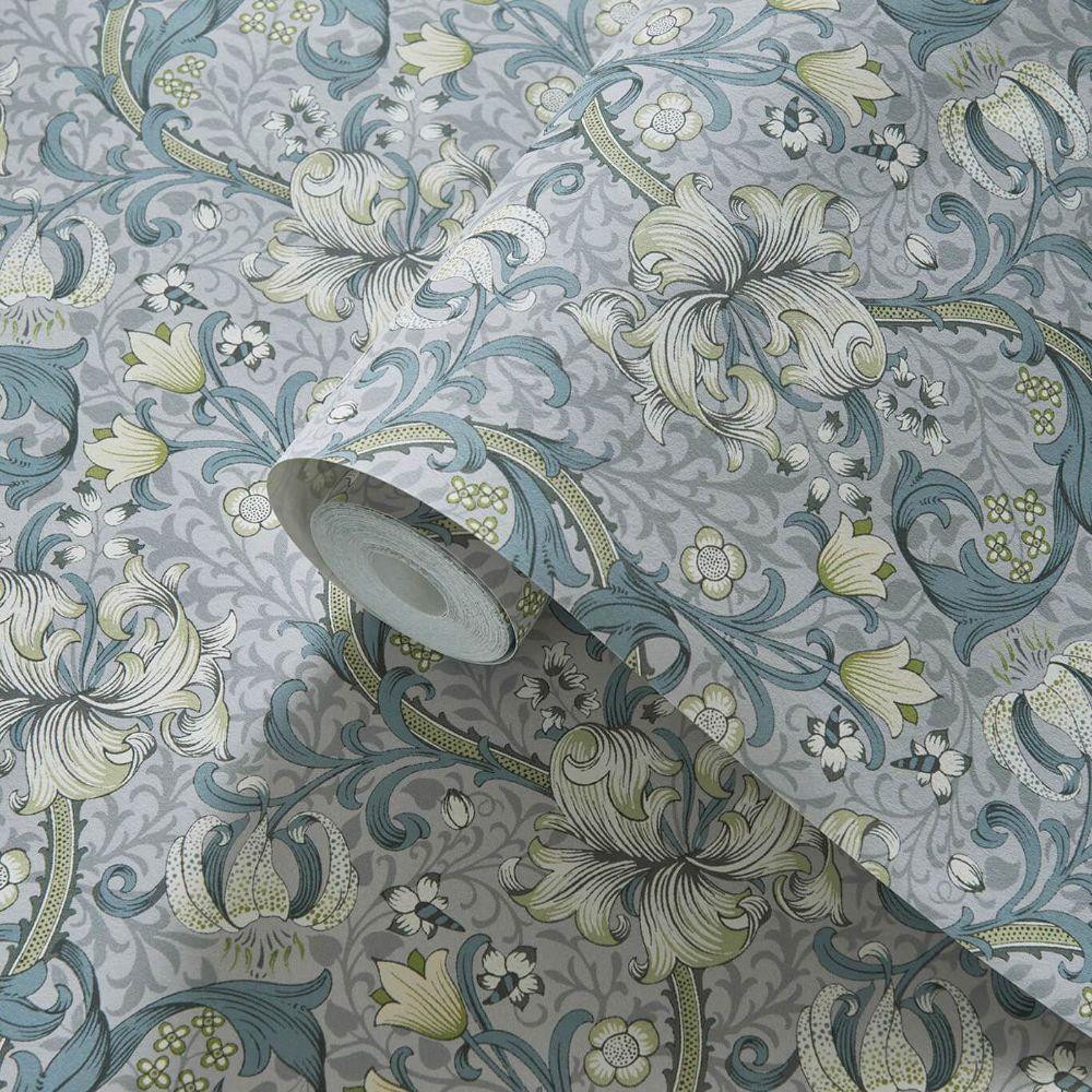 Clarke & Clarke Golden Lily Wallpaper - W0174/02 - Slate / Dove