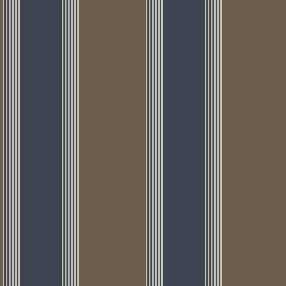 Galerie Italian Style Stripe Wallpaper - 28879 - Blue / Bronze Brown